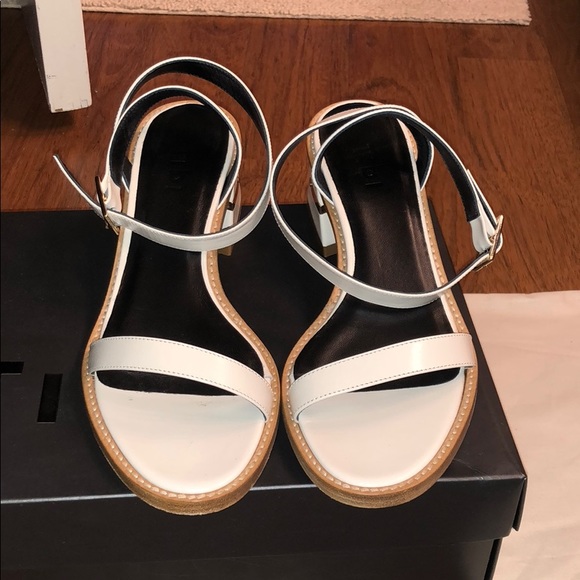 Tibi | Shoes | Tibi Ivory Leather Heel Sandals In Size 375 | Poshmark